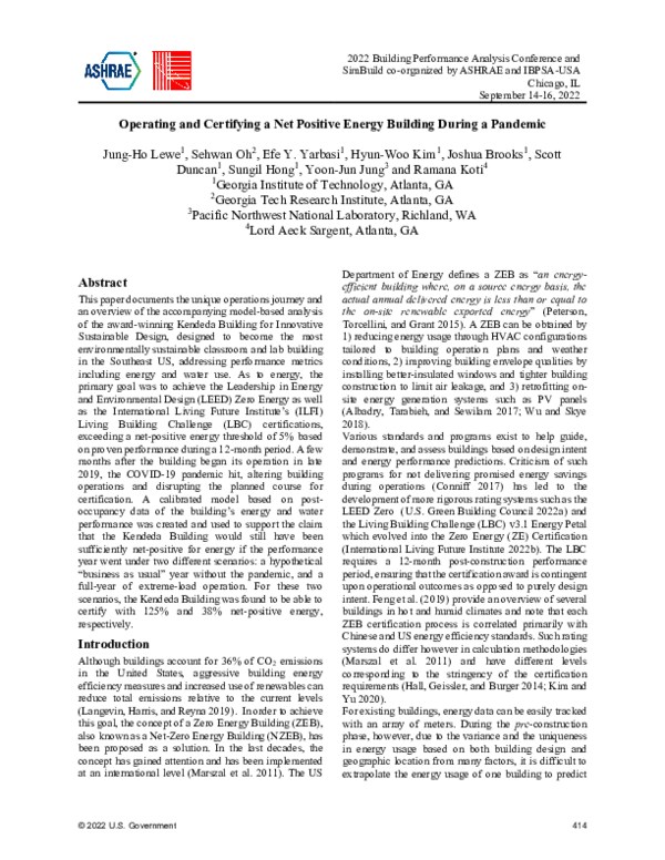 (PDF) Operating and Certifying a Net Positive Energy Building During a ...