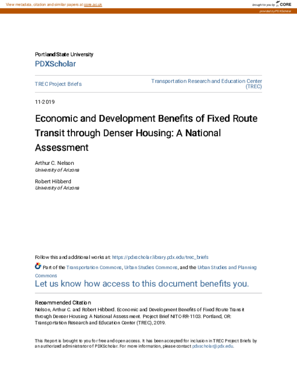 (PDF) Economic and Development Benefits of Fixed Route Transit through ...