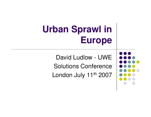 (PDF) Urban sprawl in europe