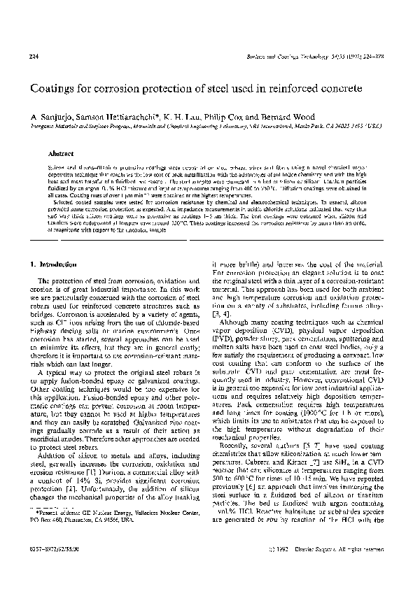 (PDF) Coatings for corrosion protection of steel used in reinforced ...