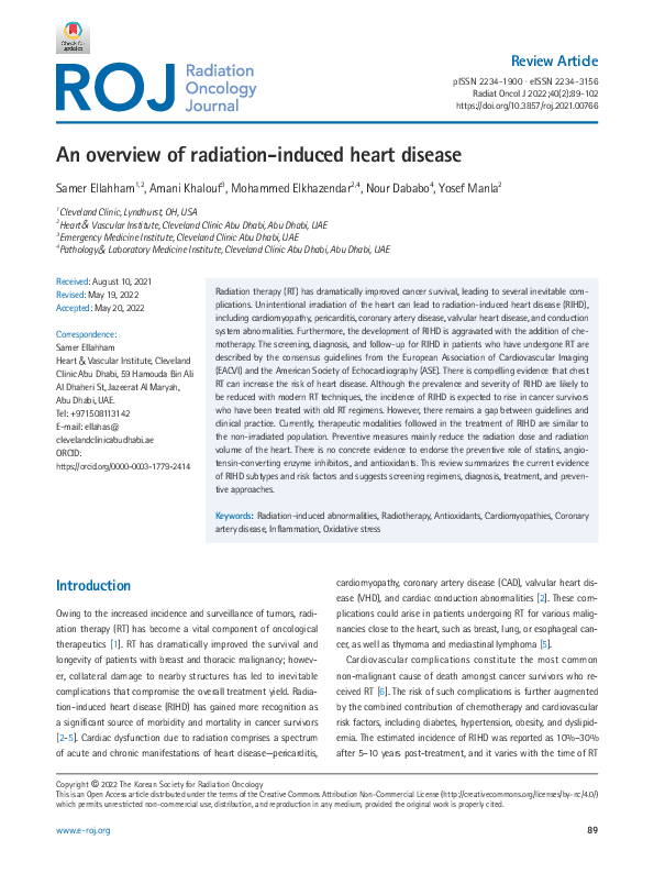 (PDF) An overview of radiation-induced heart disease