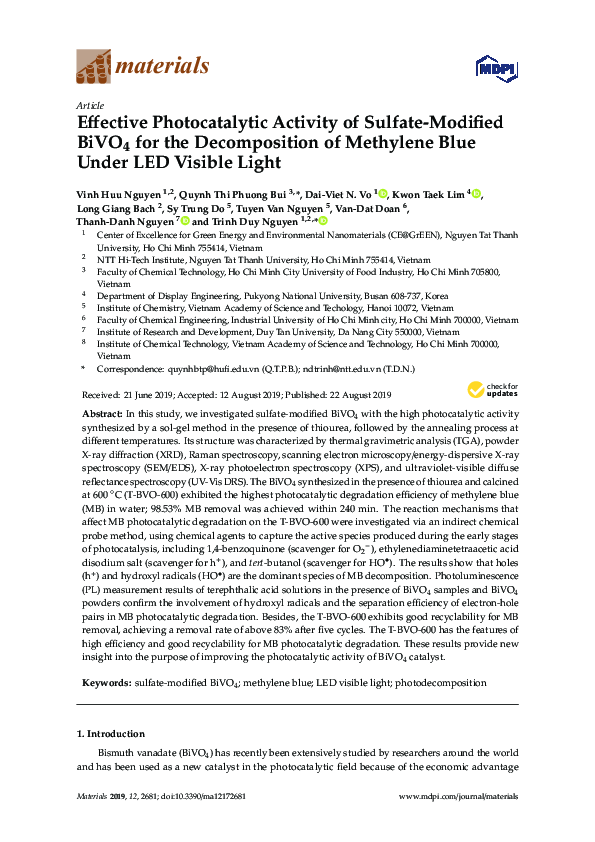 (PDF) Effective Photocatalytic Activity of Sulfate-Modified BiVO4 for ...