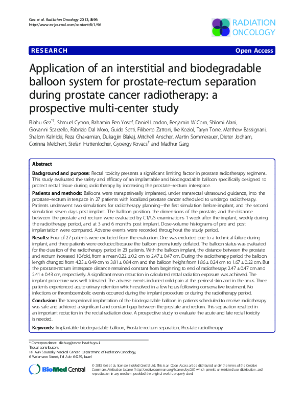 (PDF) Application of an interstitial and biodegradable balloon system ...
