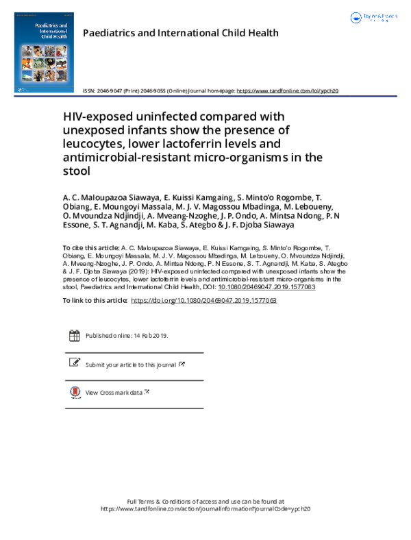 (PDF) HIV-exposed uninfected compared with unexposed infants show the ...