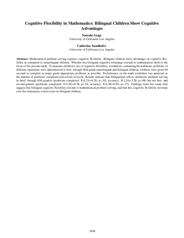 (PDF) Cognitive Flexibility in Mathematics: Bilingual Children Show ...