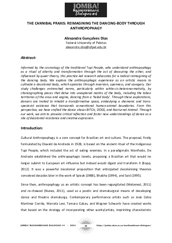 (PDF) THE CANNIBAL PRAXIS: REIMAGINING THE DANCING--BODY THROUGH ...