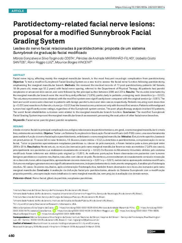 (PDF) Parotidectomy-related facial nerve lesions: proposal for a ...