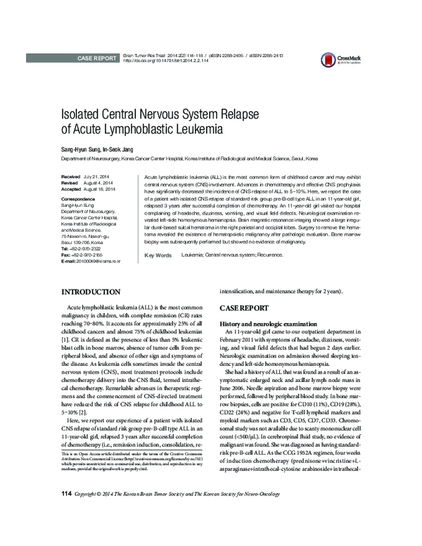 (PDF) Isolated central nervous system relapse of acute promyelocytic ...
