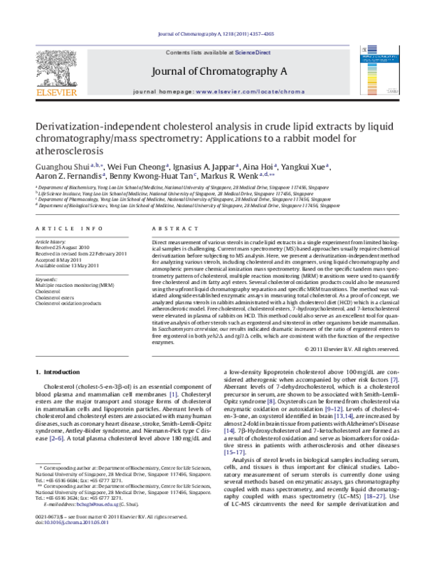 (PDF) Derivatization-independent cholesterol analysis in crude lipid ...