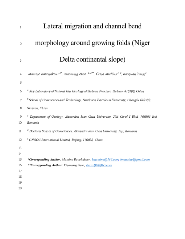 (PDF) Lateral migration and channel bend morphology around growing ...