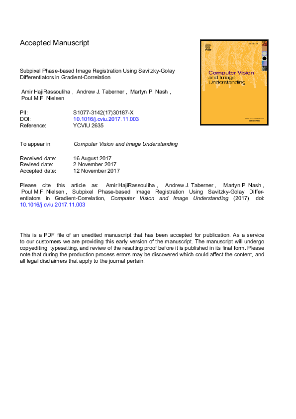 (PDF) Subpixel phase-based image registration using Savitzky–Golay differentiators in gradient ...