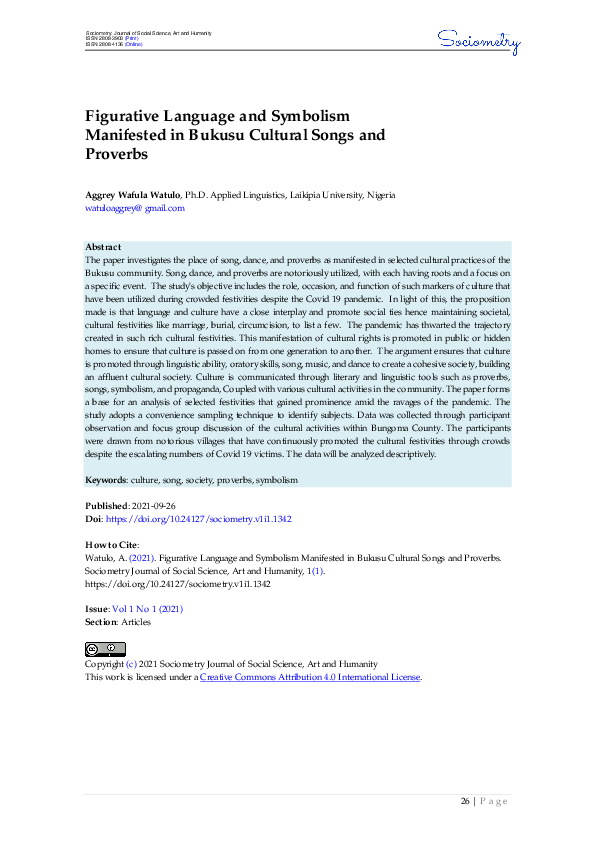 (PDF) Figurative language and Symbolism Manifested in Bukusu Cultural ...