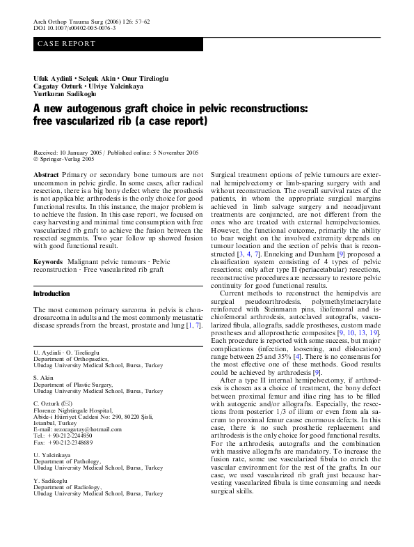 (PDF) A new autogenous graft choice in pelvic reconstructions: free ...