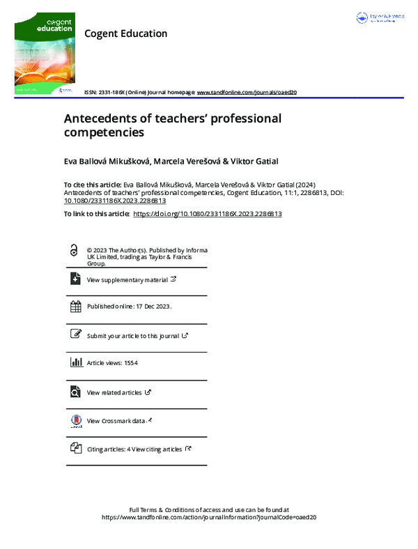 (PDF) Antecedents of teachers’ professional competencies