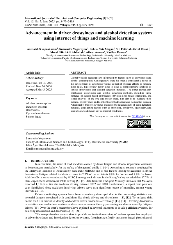 (PDF) Advancement in driver drowsiness and alcohol detection system ...