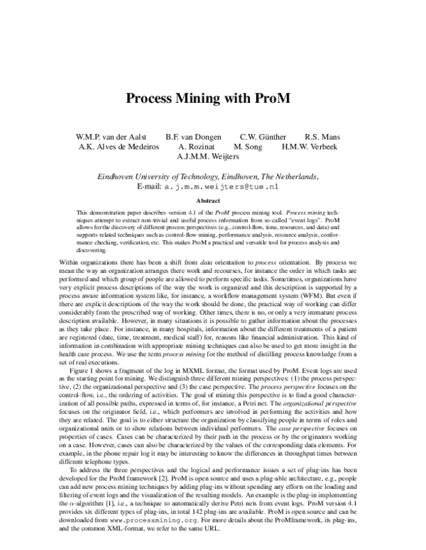 (PDF) Process mining with ProM