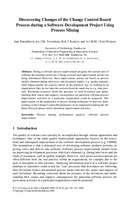 (PDF) Discovering Changes of the Change Control Board Process during a ...