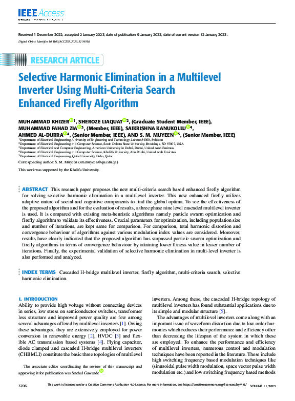 (PDF) Selective Harmonic Elimination in a Multilevel Inverter Using Multi-Criteria Search ...