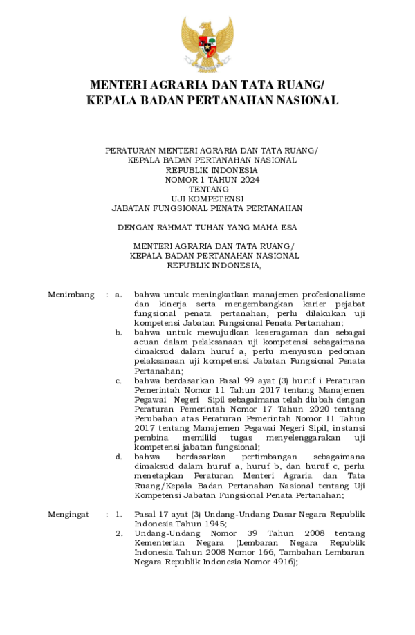 (PDF) MENTERI AGRARIA DAN TATA RUANG/ KEPALA BADAN PERTANAHAN NASIONAL