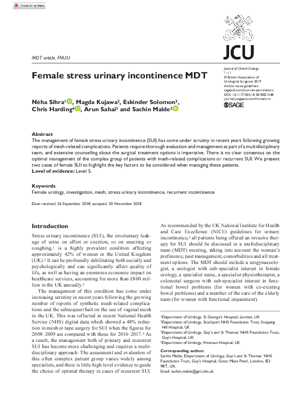 (PDF) Female stress urinary incontinence MDT