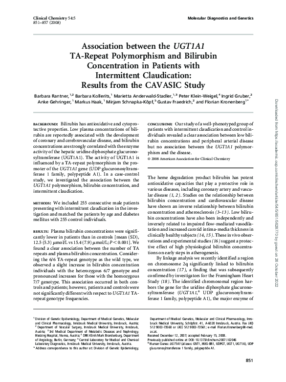 (PDF) Association between the UGT1A1 TA-Repeat Polymorphism and ...