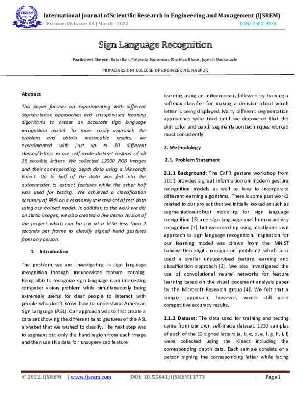 (PDF) Sign Language Recognition