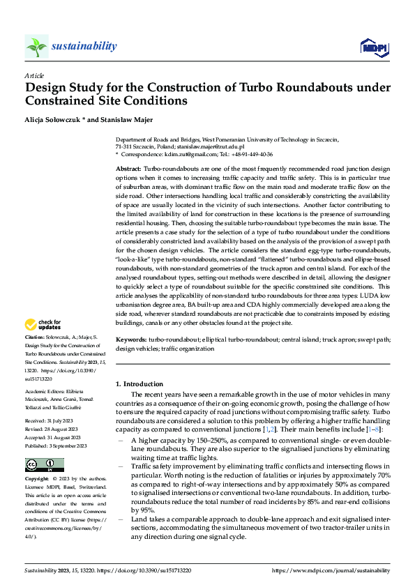 (PDF) Design Study for the Construction of Turbo Roundabouts Under ...