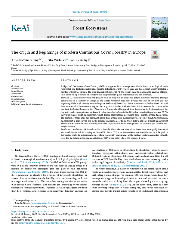(PDF) The origin and beginnings of modern Continuous Cover Forestry in ...