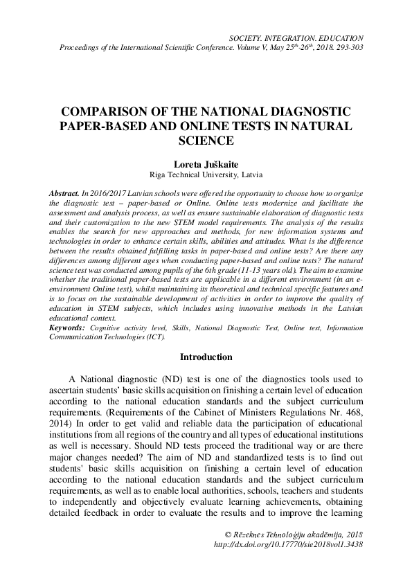 (PDF) Comparison of the National Diagnostic Paper-Based and Online ...