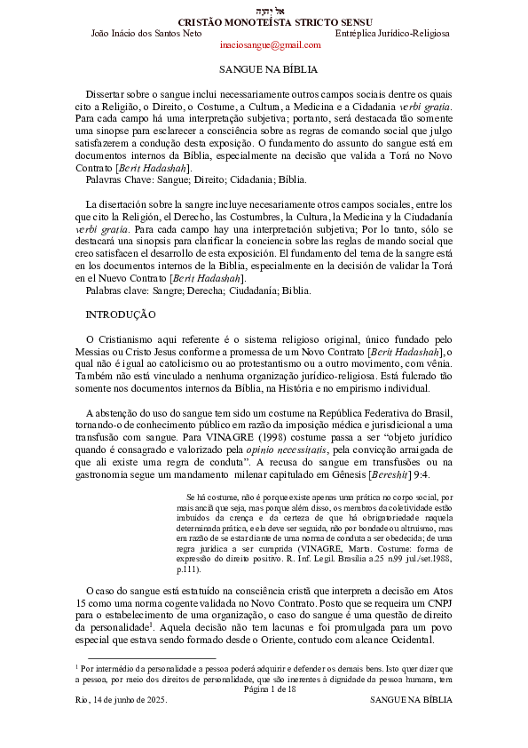 (PDF) Sangue na Bíblia
