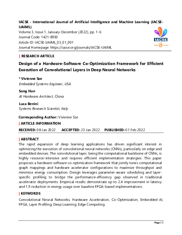 (PDF) Design of a Hardware-Software Co-Optimization Framework for Efficient Execution of ...