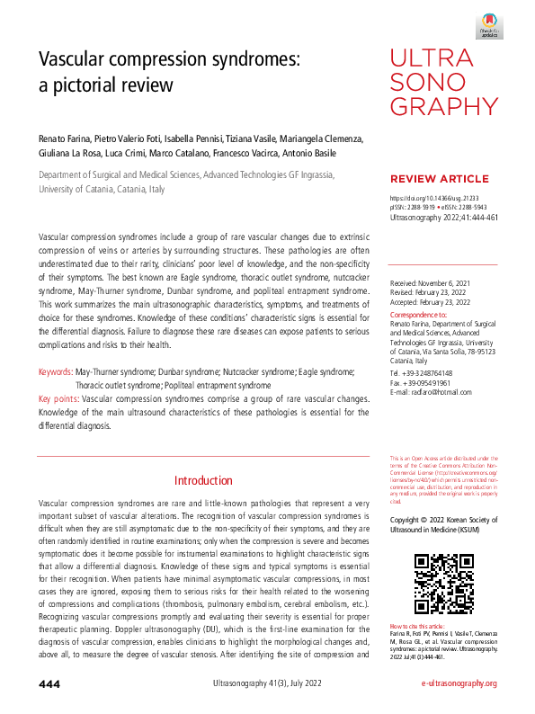 (PDF) Vascular compression syndromes: a pictorial Review