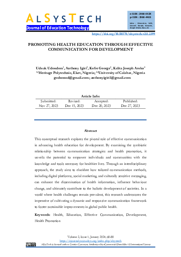 (PDF) Promoting Health Education through Effective Communication for ...