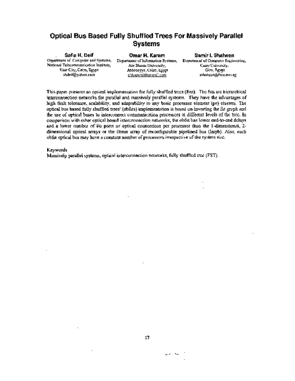 (PDF) Optical bus based fully shuffled trees for massively parallel systems