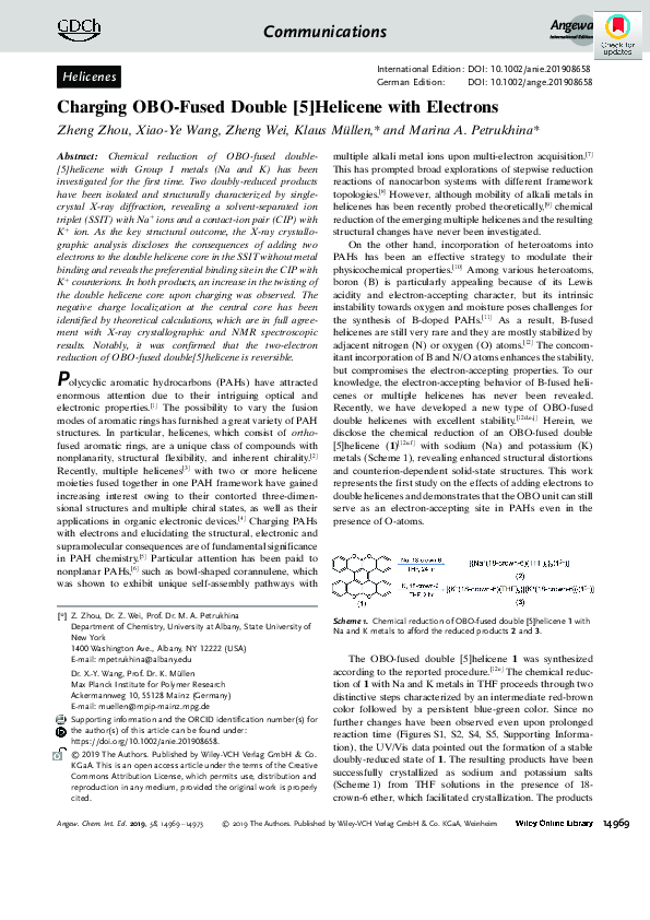 (PDF) Charging OBO‐Fused Double [5]Helicene with Electrons