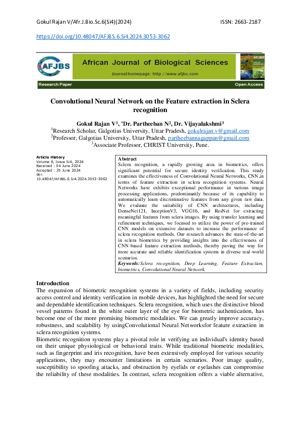 (PDF) Convolutional Neural Network on the Feature extraction in Sclera ...