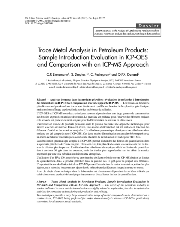 (PDF) Trace Metal Analysis in Petroleum Products: Sample Introduction Evaluation in ICP-OES and ...