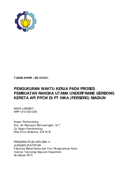 (PDF) Pengukuran Waktu Kerja Pada Proses Pembuatan Rangka Utama ...