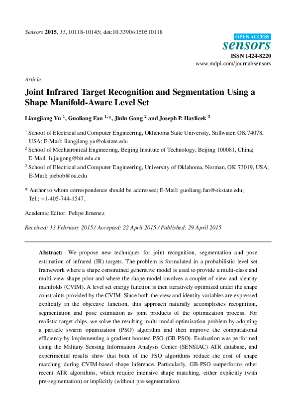 (PDF) Joint Infrared Target Recognition and Segmentation Using a Shape ...