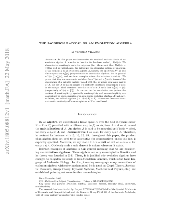 (PDF) The Jacobson radical of an evolution algebra