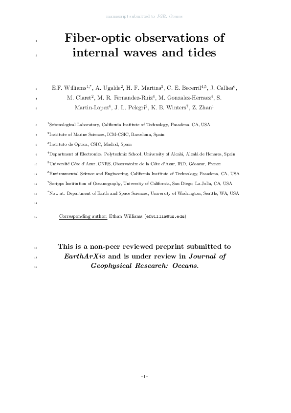 (PDF) Fiber-optic observations of internal waves and tides
