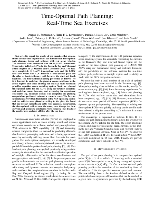 (PDF) Time-optimal path planning: Real-time sea exercises