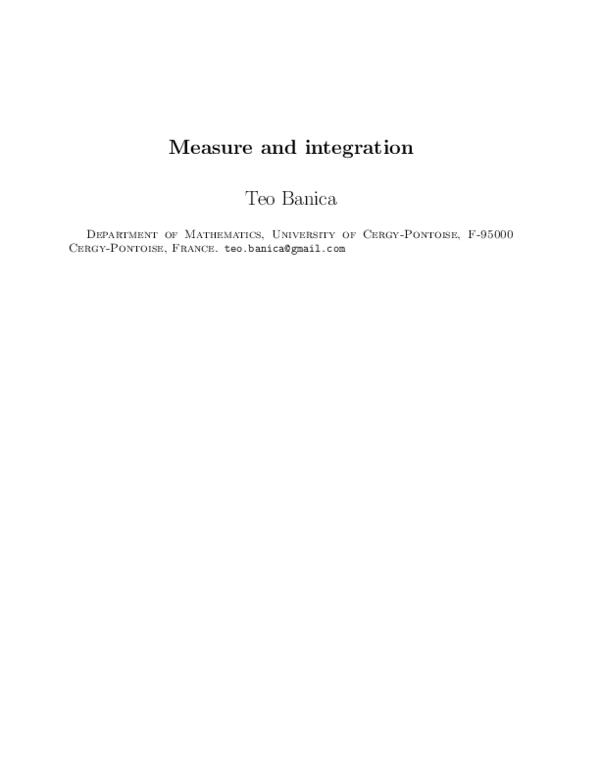 (PDF) Measure and integration