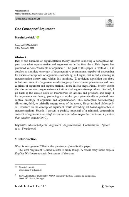 (PDF) One Concept of Argument
