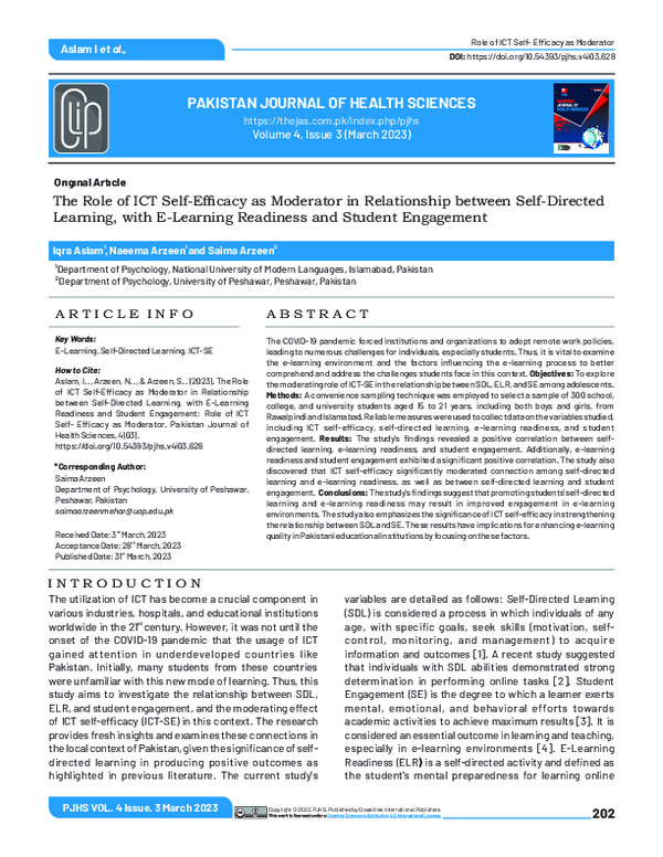 (PDF) The Role of ICT Self-Efficacy as Moderator in Relationship ...