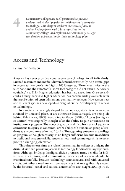 (PDF) Access and technology