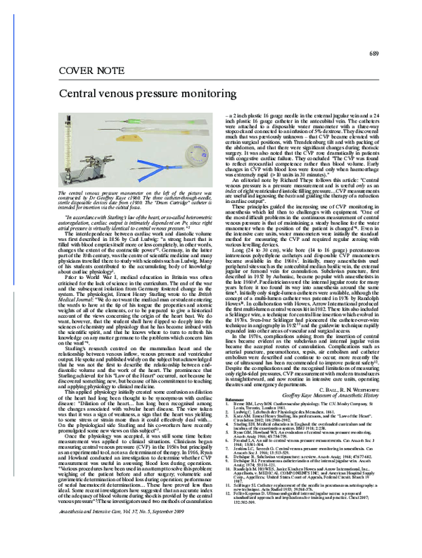 (PDF) Central venous pressure monitoring