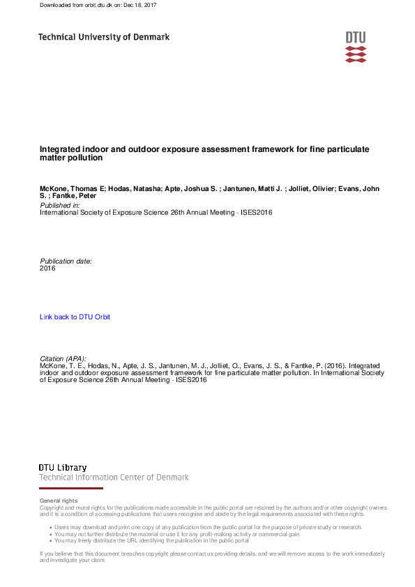 (PDF) Integrated indoor and outdoor exposure assessment framework for ...