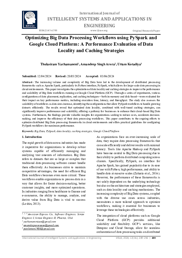 (PDF) Optimizing Big Data Processing Workflows using PySpark and Google Cloud Platform: A ...