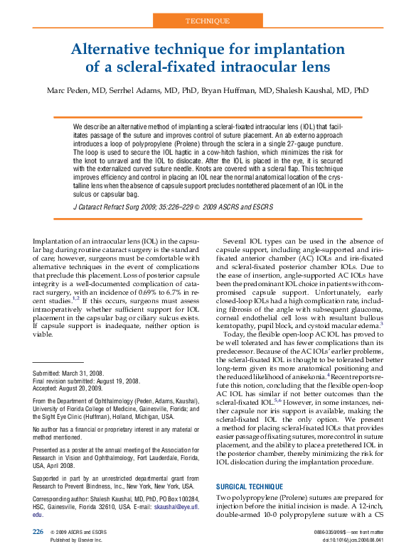 (PDF) An Alternative Technique for Implantation of Scleral-Fixated ...